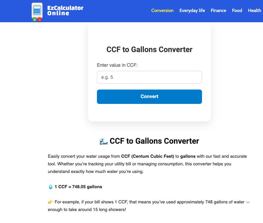 CCF to Gallons Conversion | Quick & Accurate Water Usage Calculator