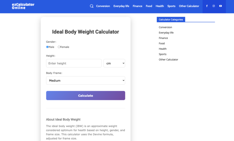 Ideal Body Weight Calculator – Find Your Healthy Weight