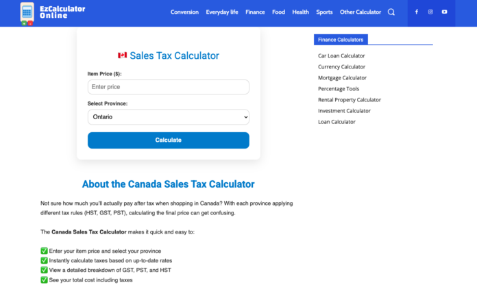 Canada Sales Tax Calculator – GST, PST & HST by Province