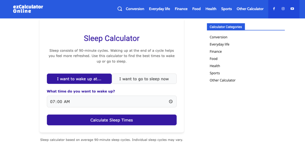 Sleep Calculator – Find the Best Time to Sleep for Better Health