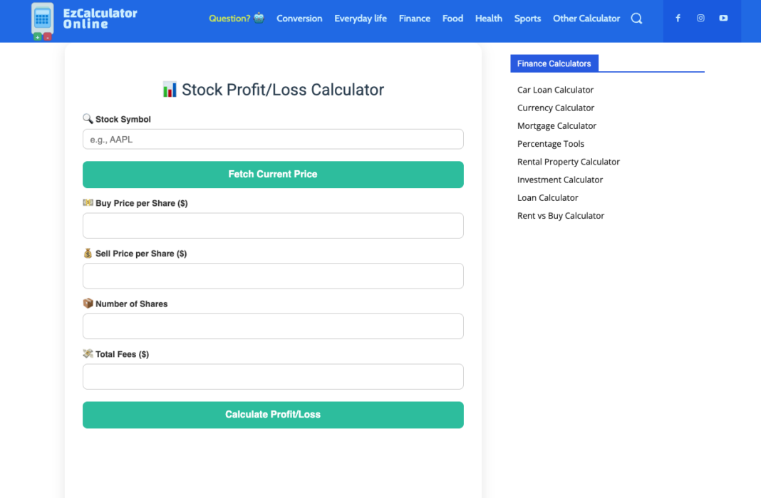 Stock Calculator – Calculate Profit or Loss Instantly