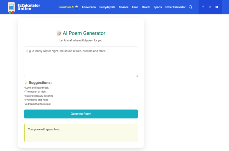 AI Poem Generator – Create Beautiful Poems Instantly!