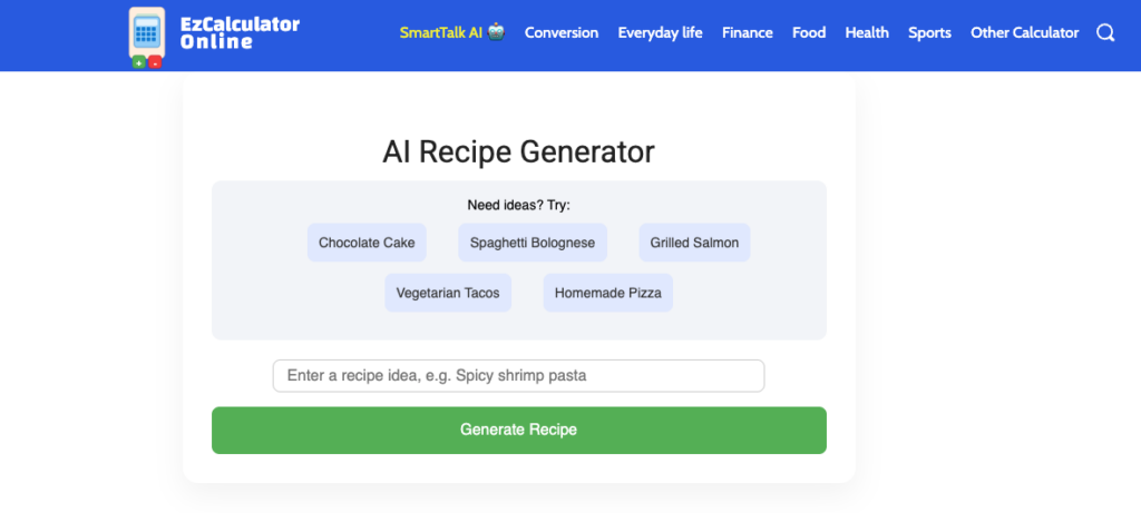 AI Recipe Generator – Instantly Create Unique Recipes