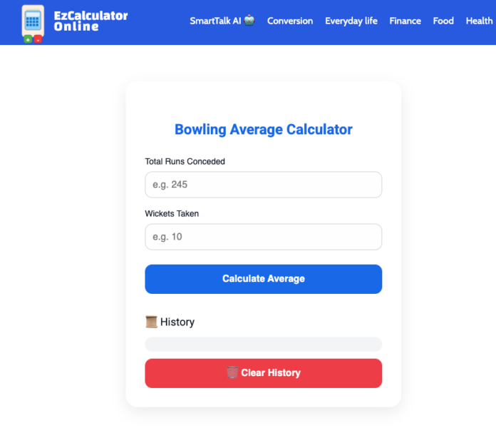 Bowling Average Calculator – Cricket Performance Tool