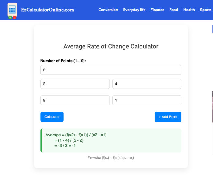 Average Rate of Change Calculator – Calculate Change Between Points