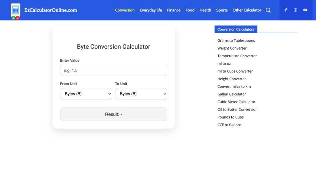 Byte Conversion Calculator – Fast & Accurate Data Unit Converter
