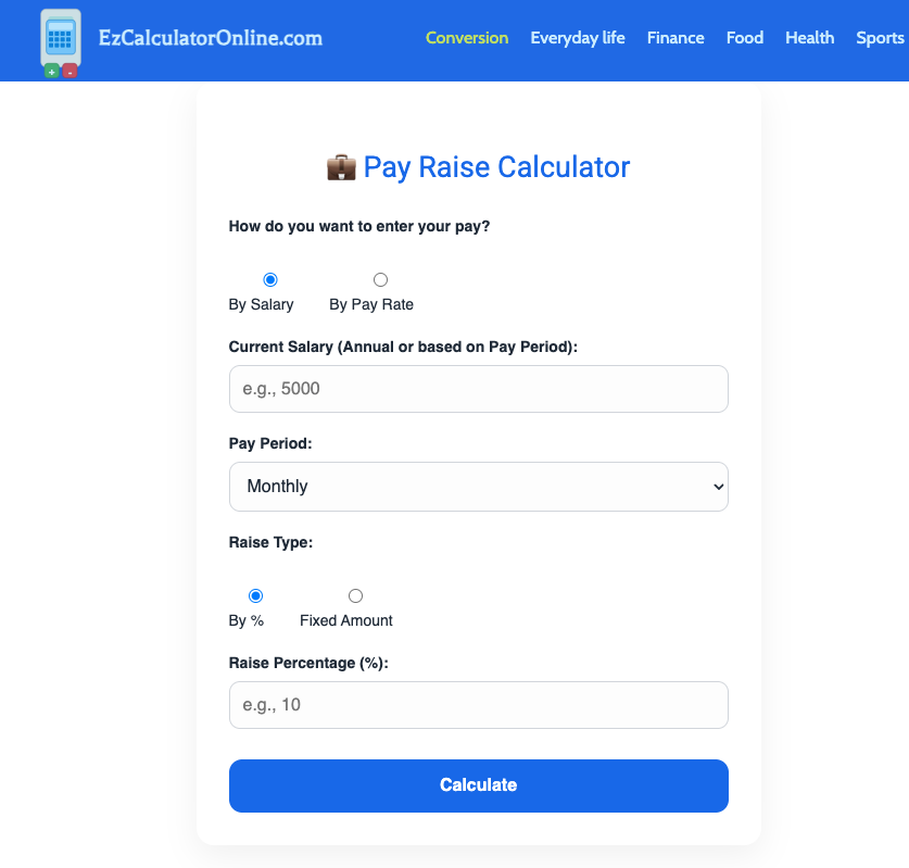 Pay Raise Calculator – Calculate Your New Salary Easily