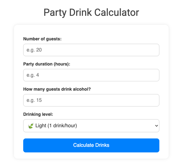Party Drink Calculator – Estimate Drinks for Any Party