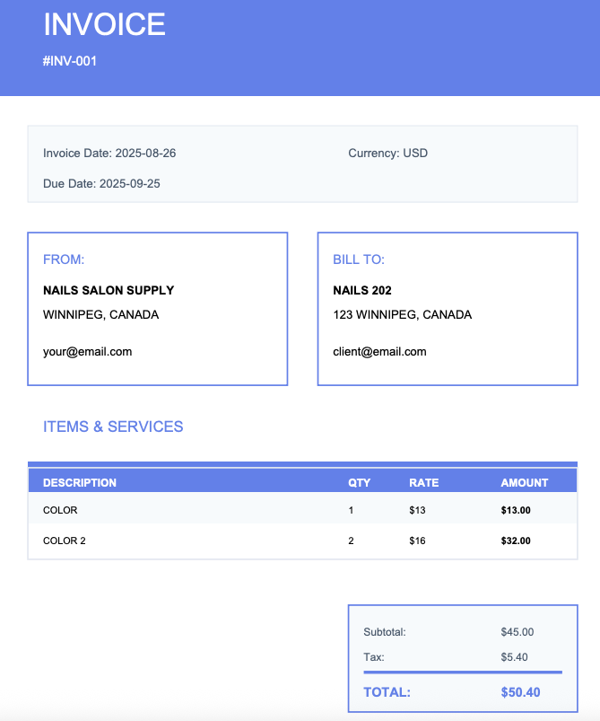 Invoice PDF Generator – Create Professional Invoices in Second