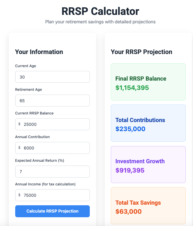 RRSP Calculator – Maximize Your Retirement Savings