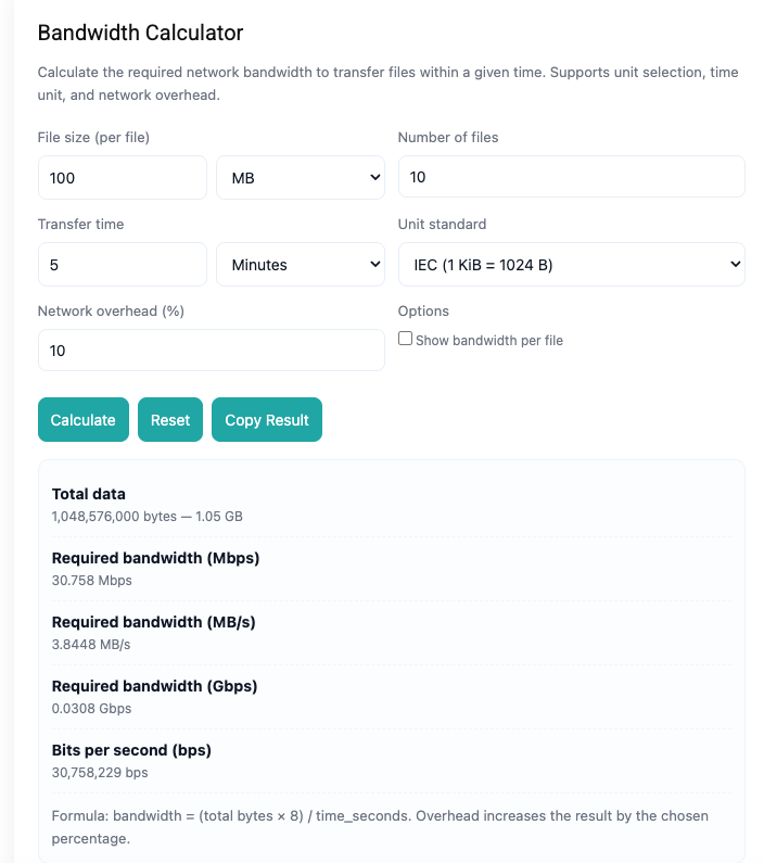 Bandwidth Calculator – Fast & Accurate Tool