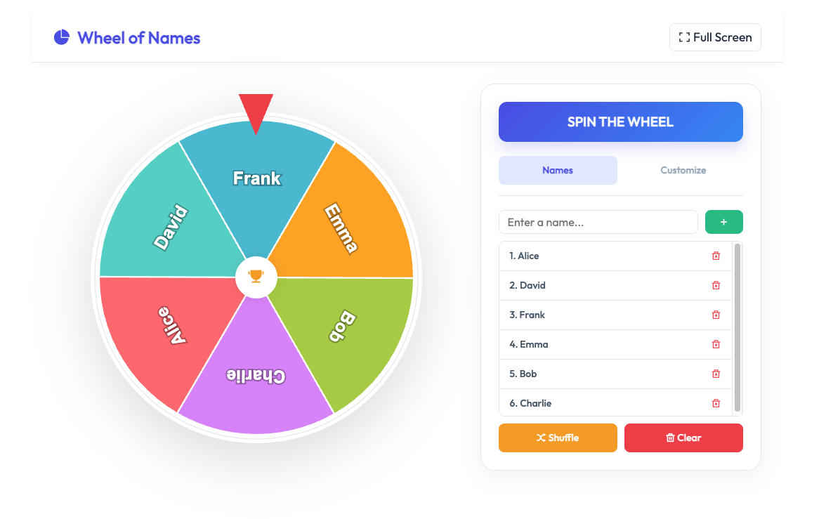 Wheel of Names – Spin to Randomly Pick a Name or Winner