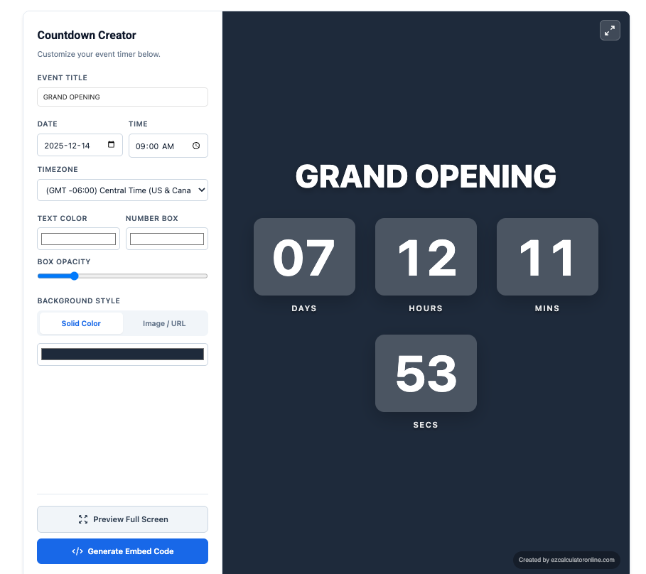 Countdown Creator – Create Online Event Timers Instantly